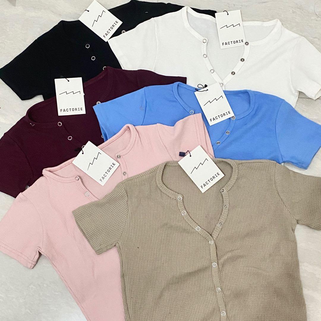 NEW Factorie Ribbed Knit Snap Button Top, Women's Fashion, Tops, Others ...