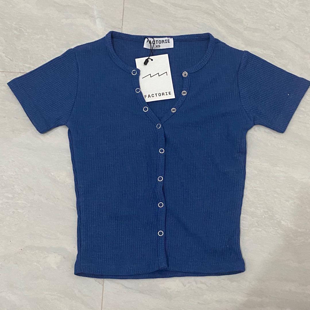 NEW Factorie Ribbed Knit Snap Button Top, Women's Fashion, Tops, Others ...