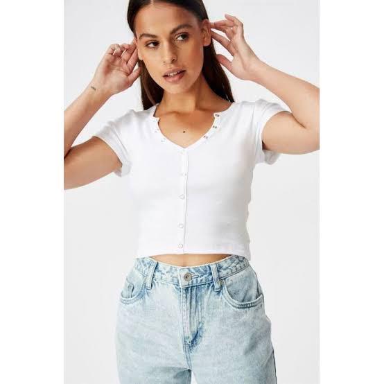 NEW Factorie Ribbed Knit Snap Button Top, Women's Fashion, Tops, Others ...