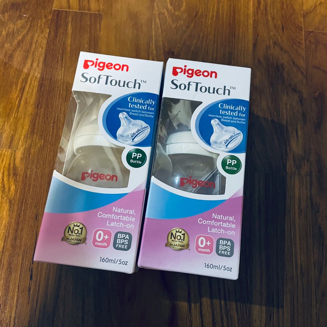 Pigeon soft touch Milk Bottle 160ml PP bottle, Babies & Kids, Nursing & Feeding on Carousell