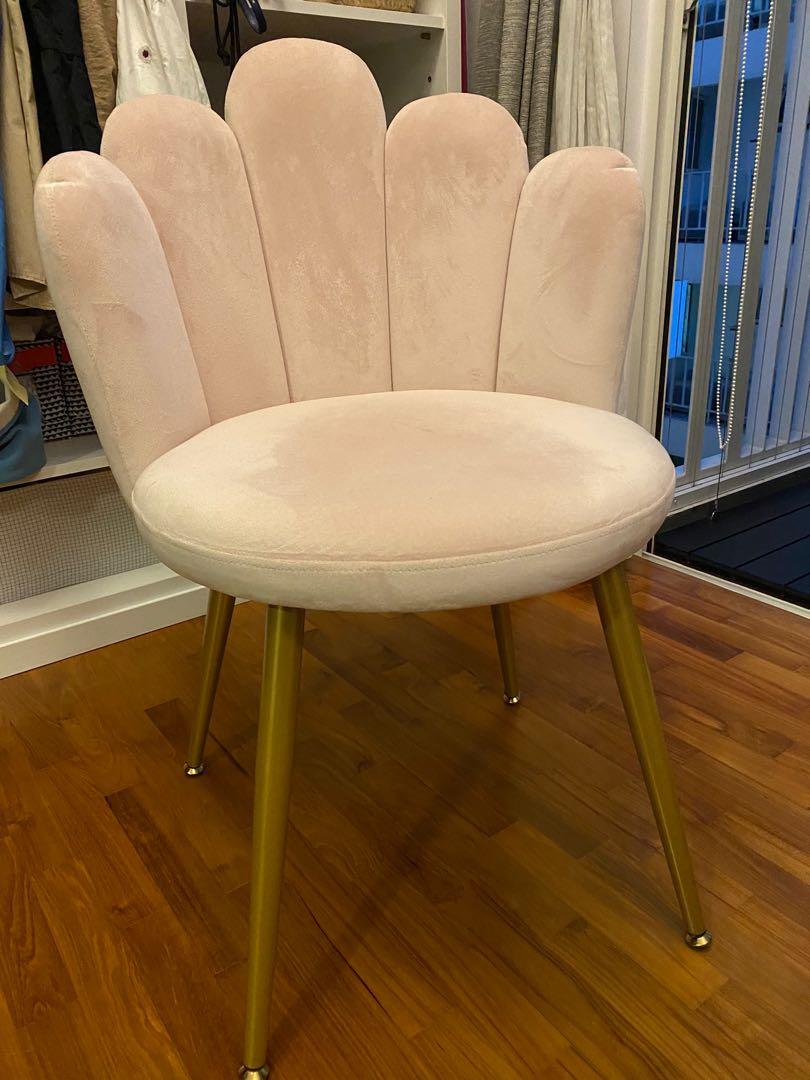 Pink flower petal chair with gold legs, Furniture & Home Living ...