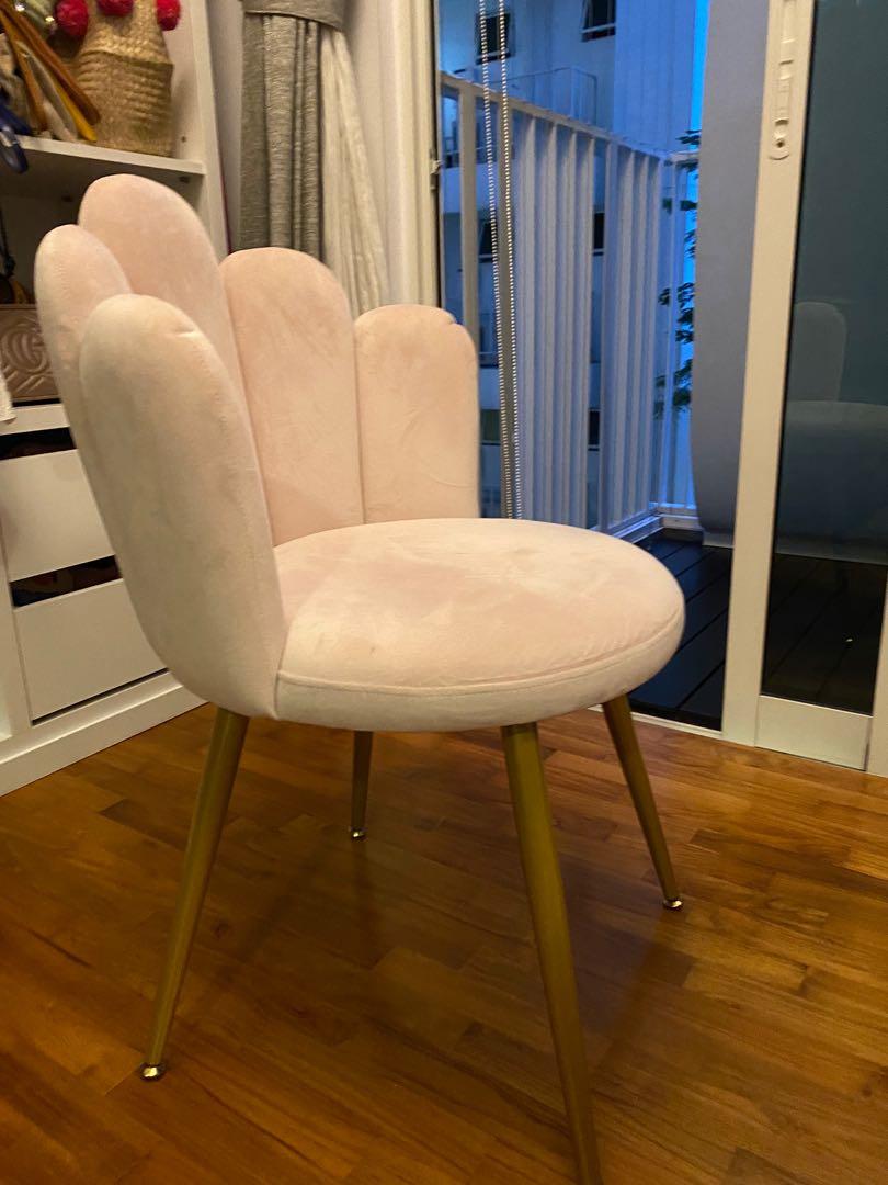 Pink flower petal chair with gold legs, Furniture & Home Living ...