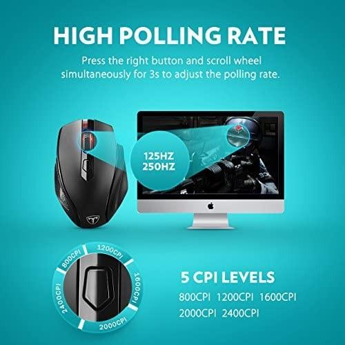 VicTsing Full Size Wireless Mouse with Nano USB Receiver, 5 Adjustable ...