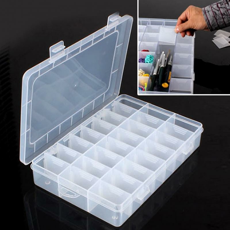 24格收納盒 24 Grid Storage Box Sorting Box 24 Compartment Storage Box Practical Adjustable Plastic ...