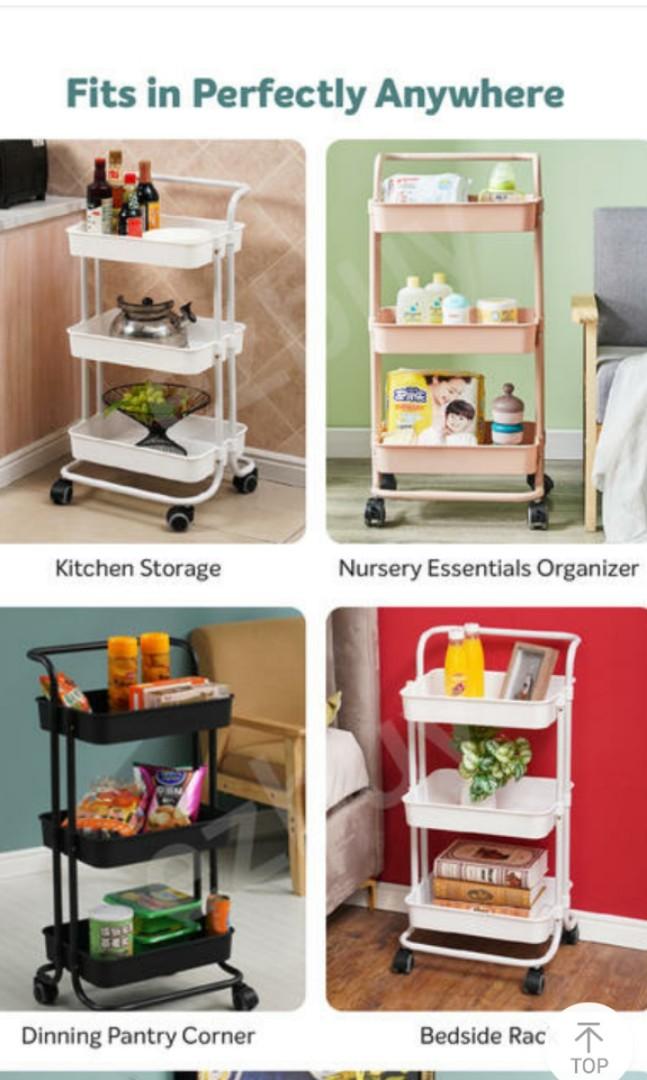INSTOCK! Babies essential trolley, Kitchen Rack, movable storage with ...