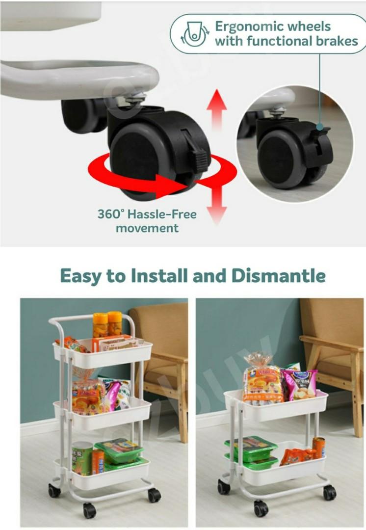 INSTOCK! Babies essential trolley, Kitchen Rack, movable storage with ...