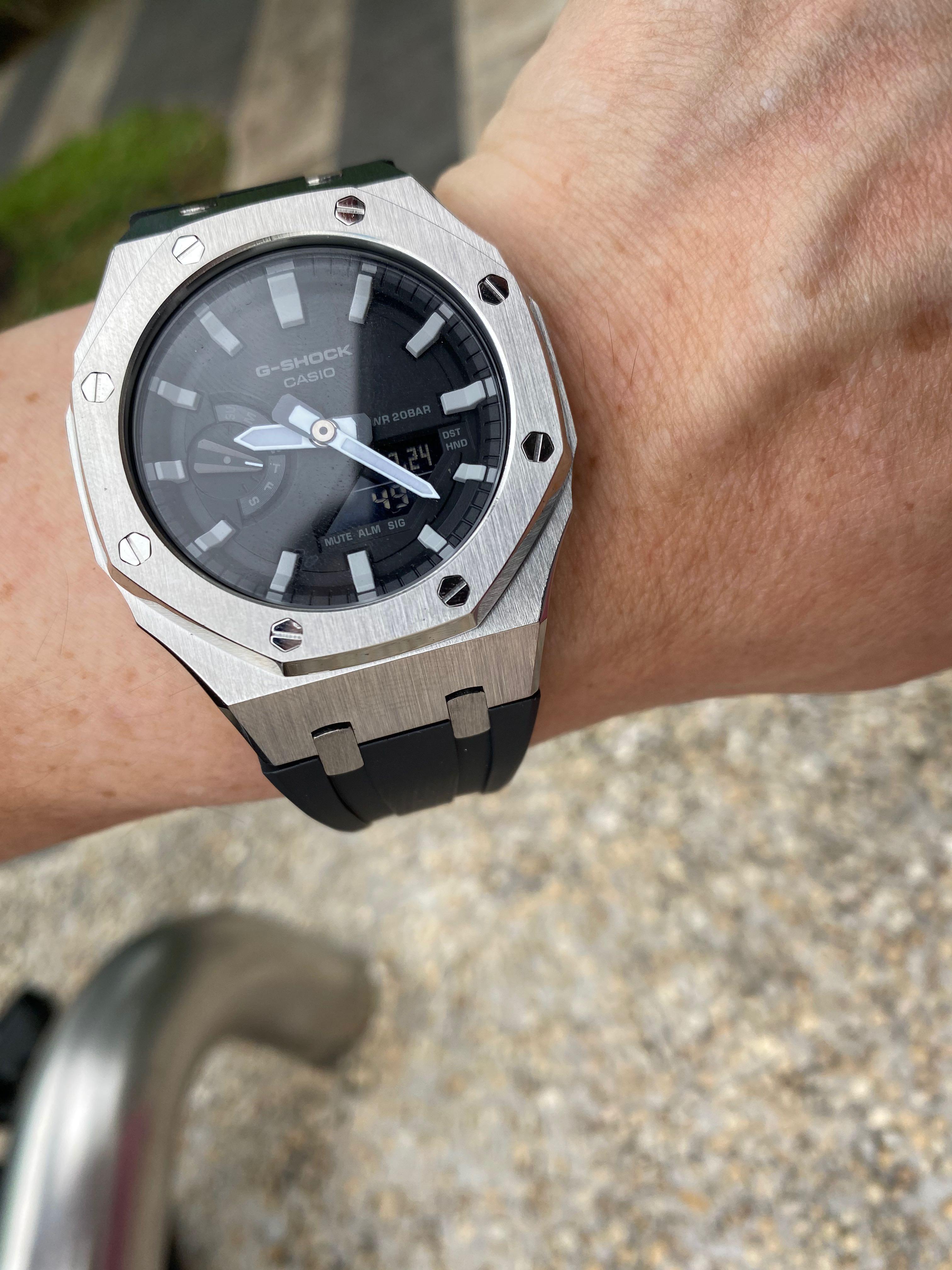Black silver GA2100 GA2110 CASIO SHOCK AP MOD GA 2100 GA2110 upgraded ...