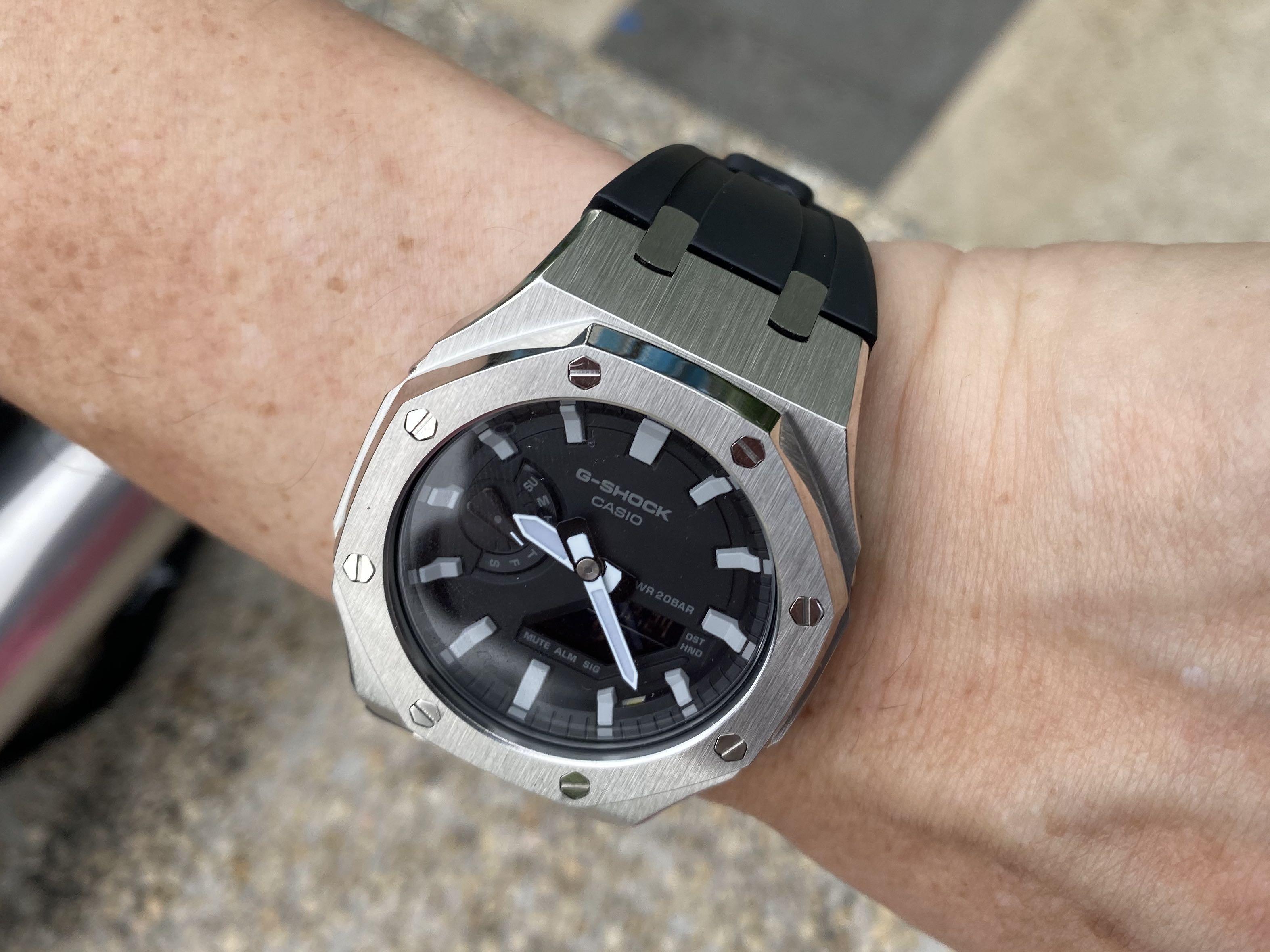 Black silver GA2100 GA2110 CASIO SHOCK AP MOD GA 2100 GA2110 upgraded ...