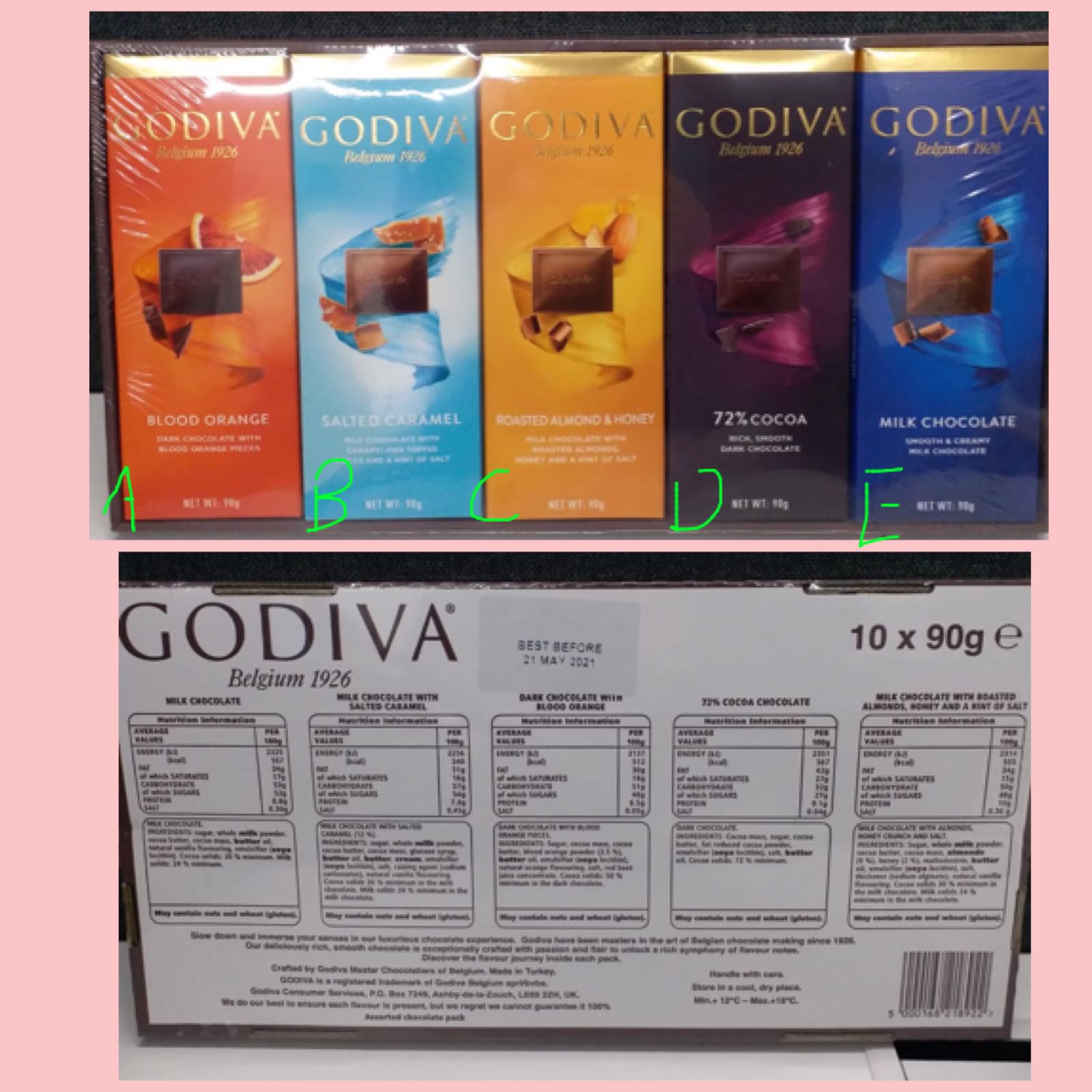 GODIVA 朱古力 （5種口味）, 嘢食 & 嘢飲, 包裝食物&即食食物 - Carousell