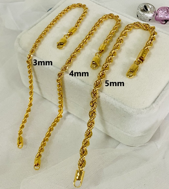 916 (22K) Hollow Twisted Rope Gold Bracelet , Women's Fashion, Jewelry ...