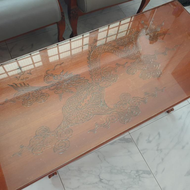 Sofa and table (craft dragon table top), Furniture & Home Living ...