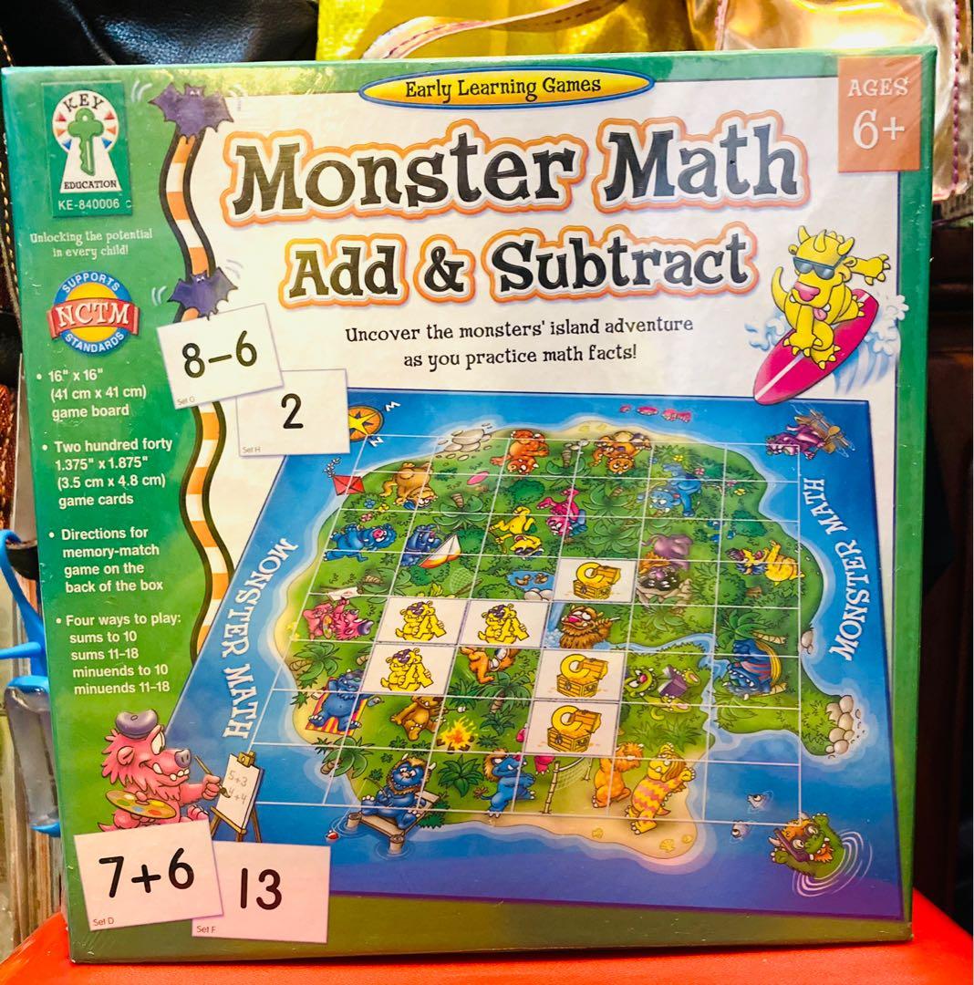 全新 Monster Maths Add & Subtract (遊戲學習加減數), 興趣及遊戲, 玩具 & 遊戲類 - Carousell