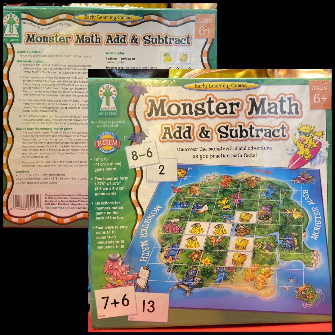 全新 Monster Maths Add & Subtract (遊戲學習加減數), 興趣及遊戲, 玩具 & 遊戲類 - Carousell