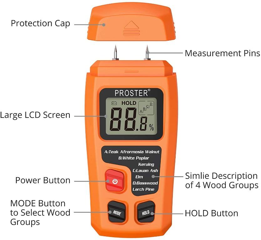 [BNIB] Proster (PST050) Digital Wood Moisture Meter, Handheld LCD ...