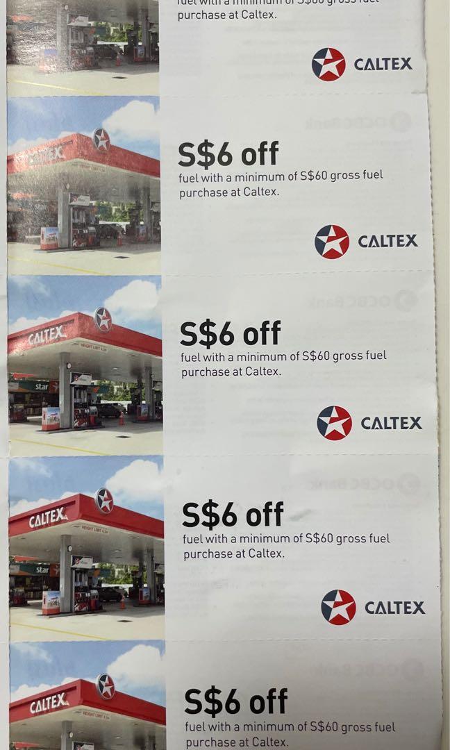 Caltex $6 voucher x 5nos, Tickets & Vouchers, Vouchers on Carousell