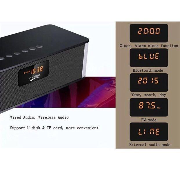 MUSKY Clock Radio Bluetooth Speaker, Audio, Soundbars, Speakers ...