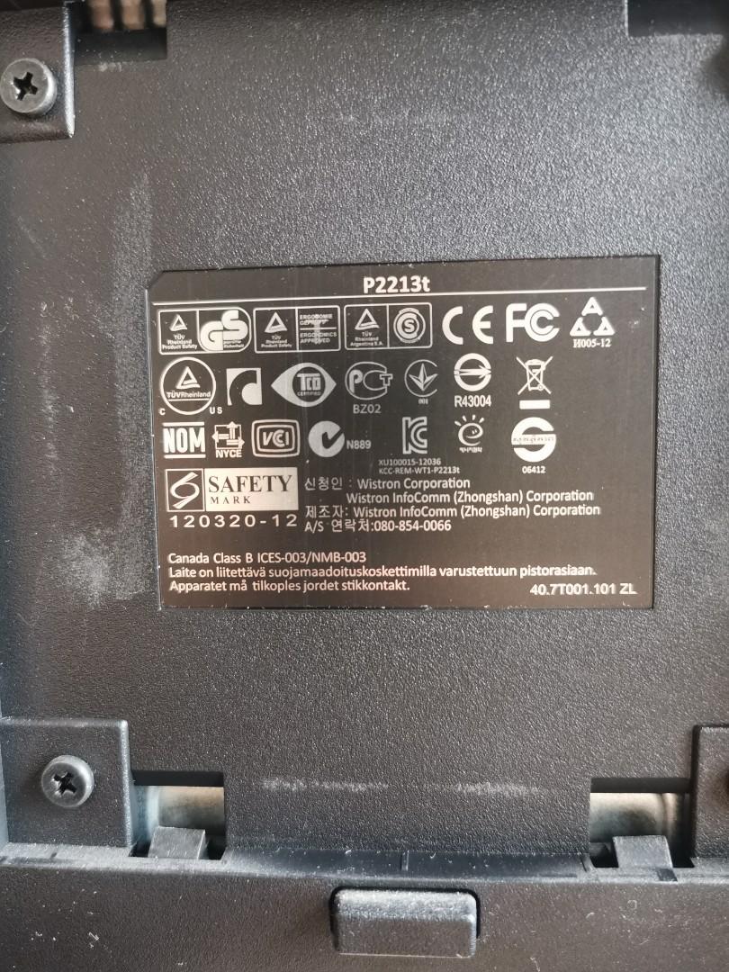 Dell P2213T Monitor with AIO stand, Computers & Tech, Parts ...