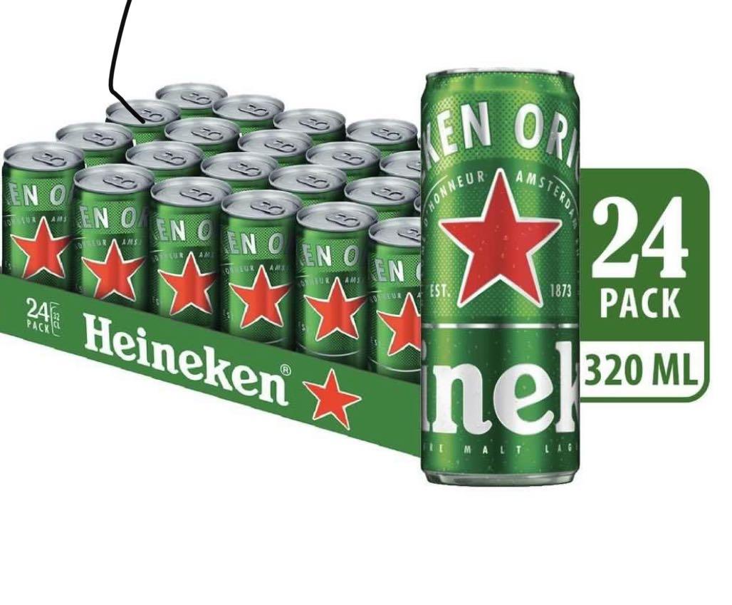 Heineken Beer Can 24*320ml, Food & Drinks, Alcoholic Beverages on Carousell