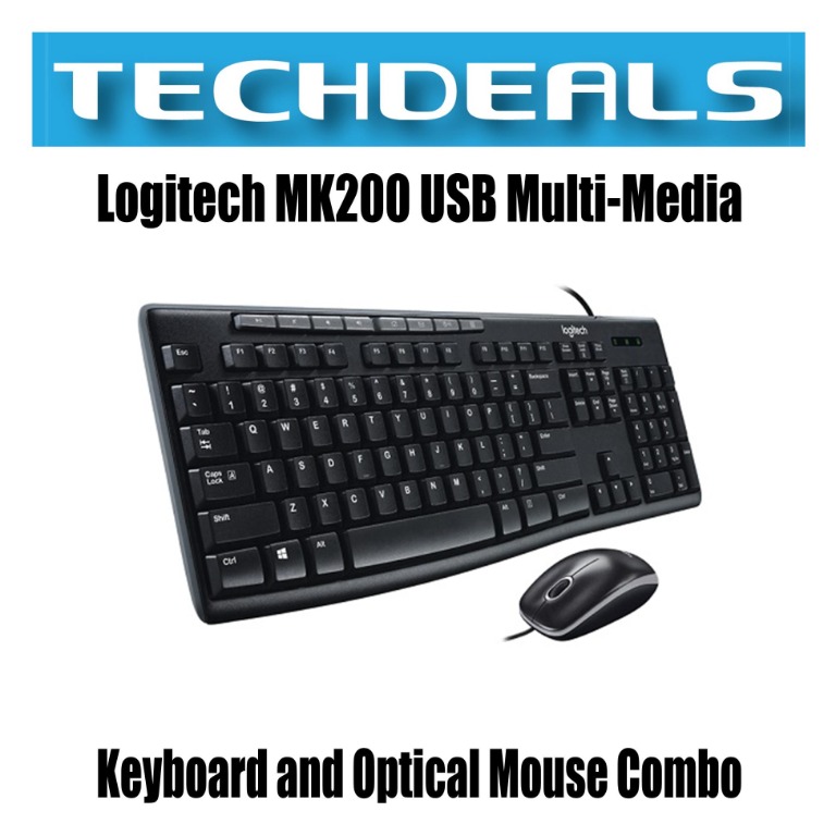 Logitech MK200 USB Multi-Media Keyboard and Optical Mouse Combo ...