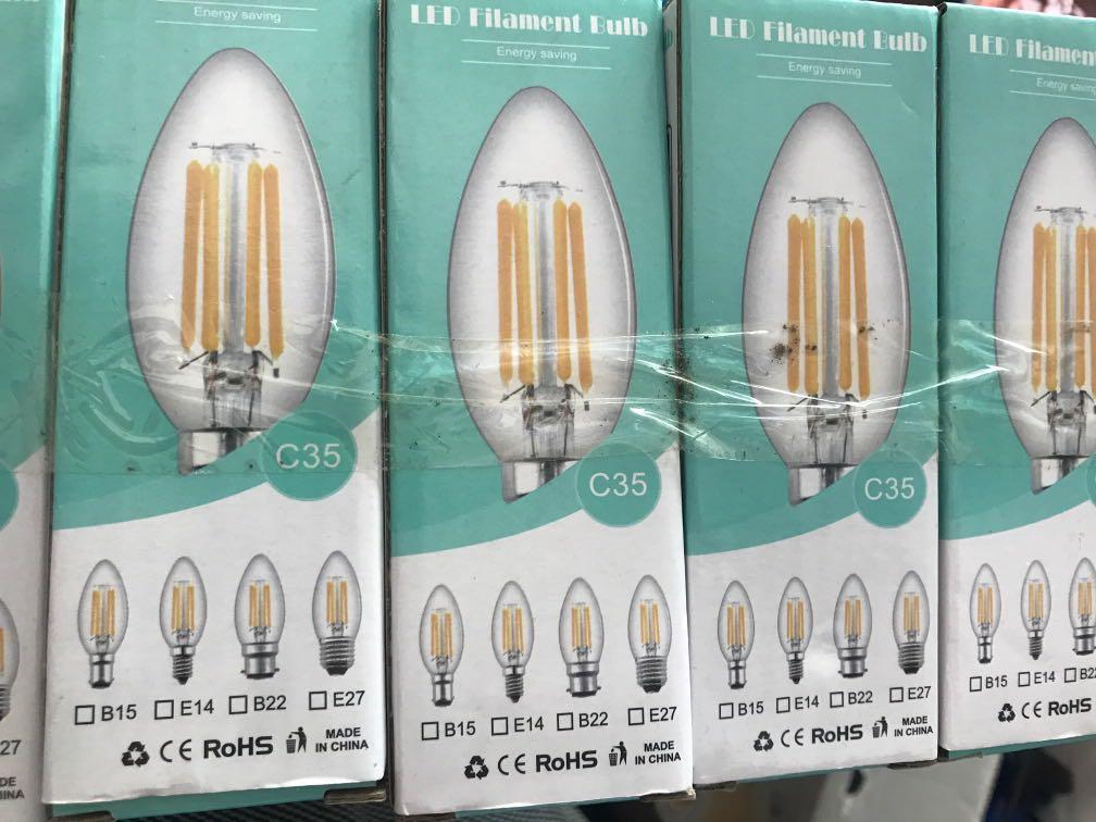 Luxvista B22 LED Filament Candle Light Bulb C35 BC Bayonet Cap 4W 400LM ...