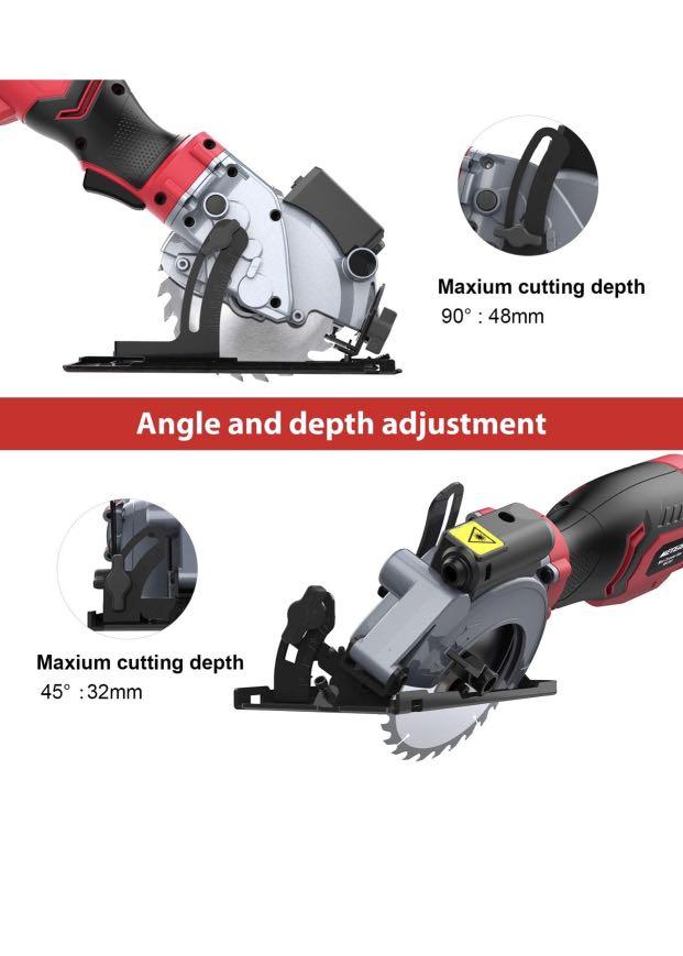 Mini Circular Saw Meterk 750W 3500RPM Compact Circular Saw with Laser Electric Saw with 6 Saw Blades Cutting Depth 90 48mm 45 32mm Ideal for Wood PVC Pipe Soft Metal Tile Plastic
