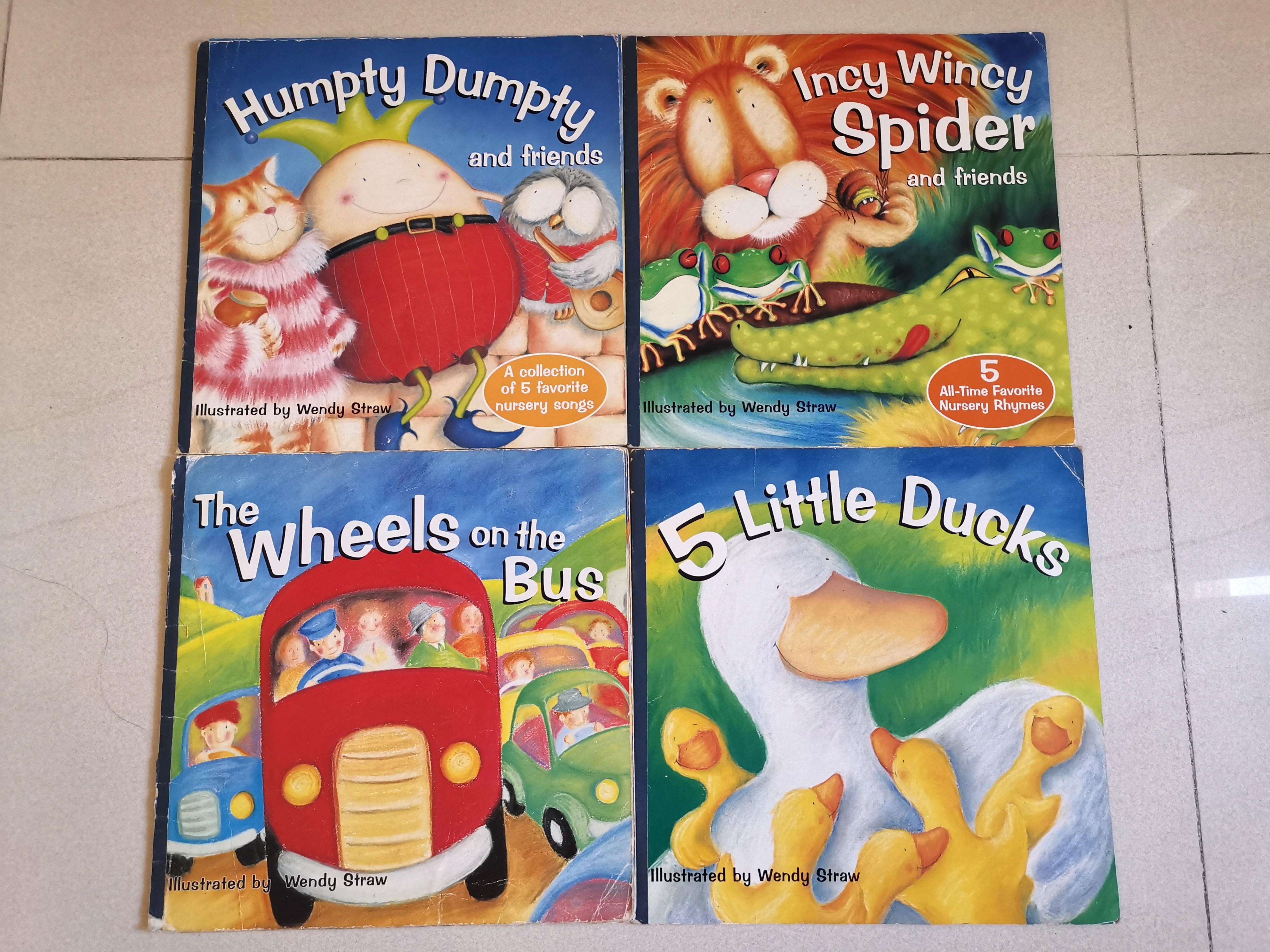 經典英文兒歌故事書共4本：Humpty Dumpty, The Wheels on the Bus, Five Little Ducks ...
