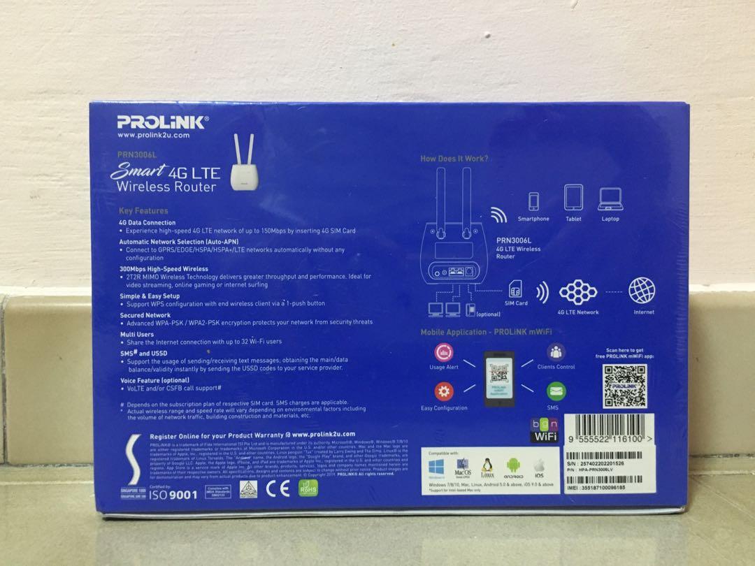 Prolink Smart 4G LTE Wireless Router, Electronics, Computer Parts ...
