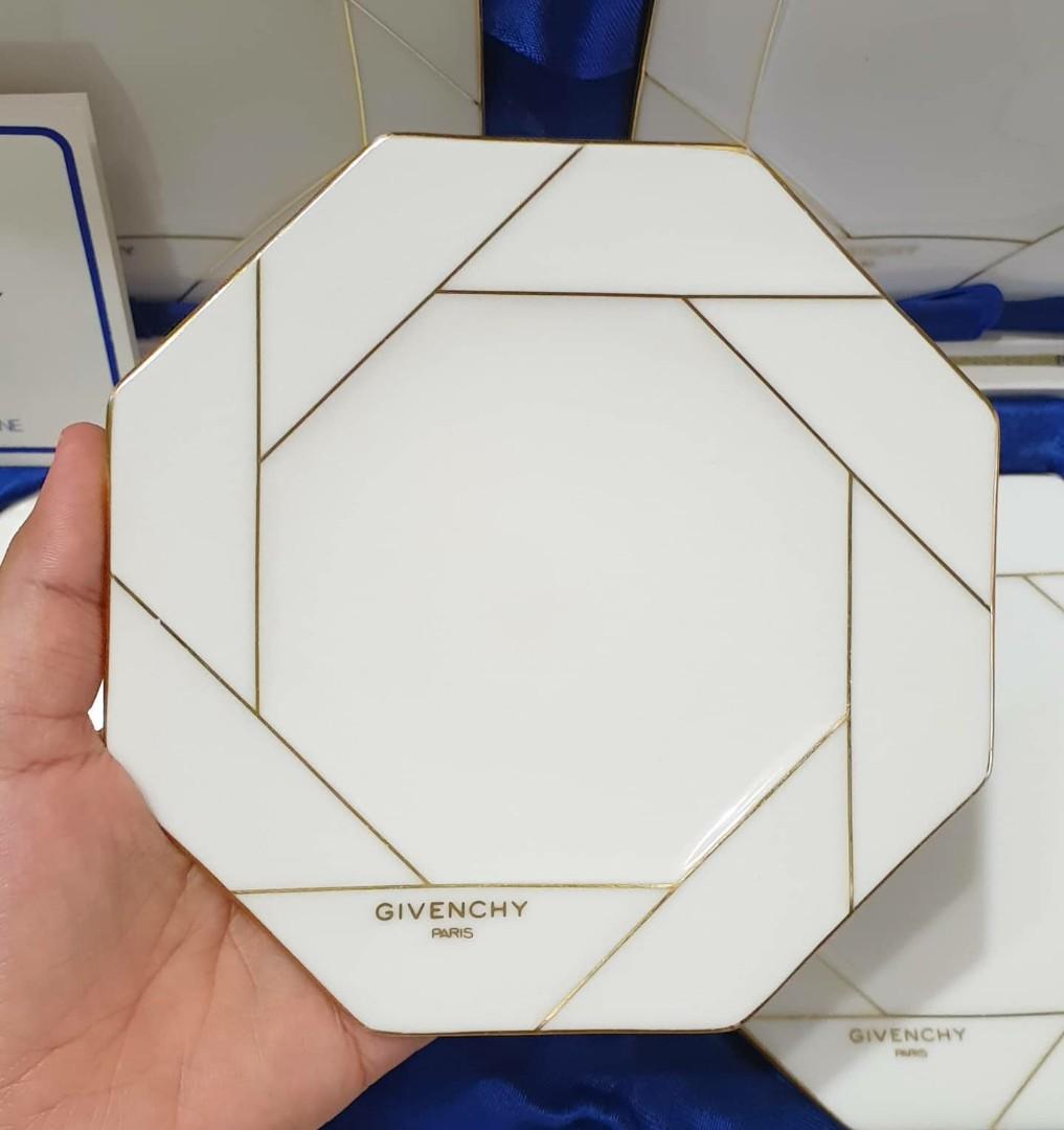 Rare Givenchy Octagon Cake Plates Set with Gold Line, Furniture & Home ...