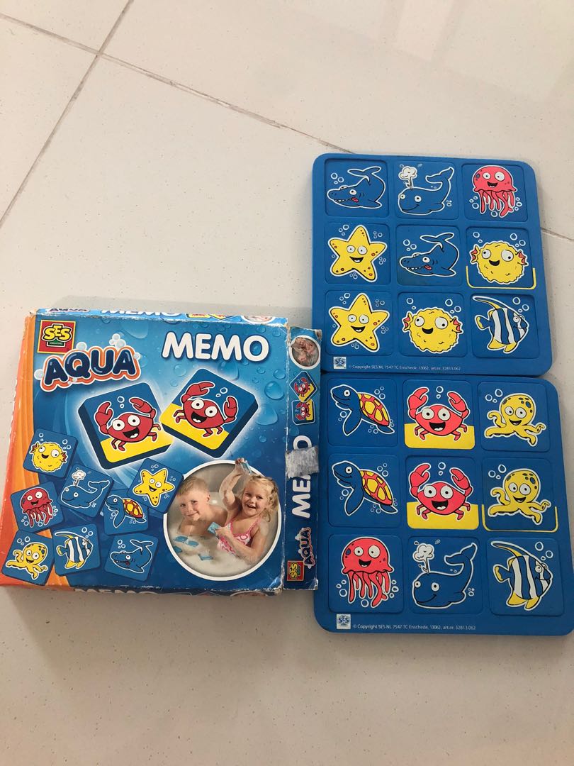 SES Aqua memo matching game board in water bath tub games kids swimming ...