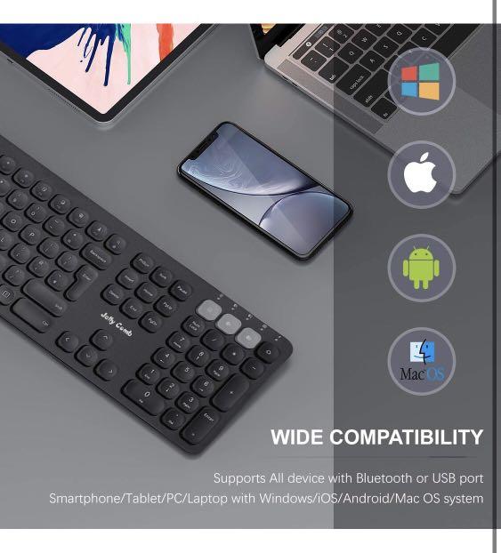 Wireless Bluetooth Keyboard, Jelly Comb KS37B Dual-Mode 2.4G USB ...