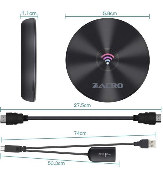 Wireless Display Dongle , Zacro 5GHz + 2.4GHz Wireless WIFI Display ...