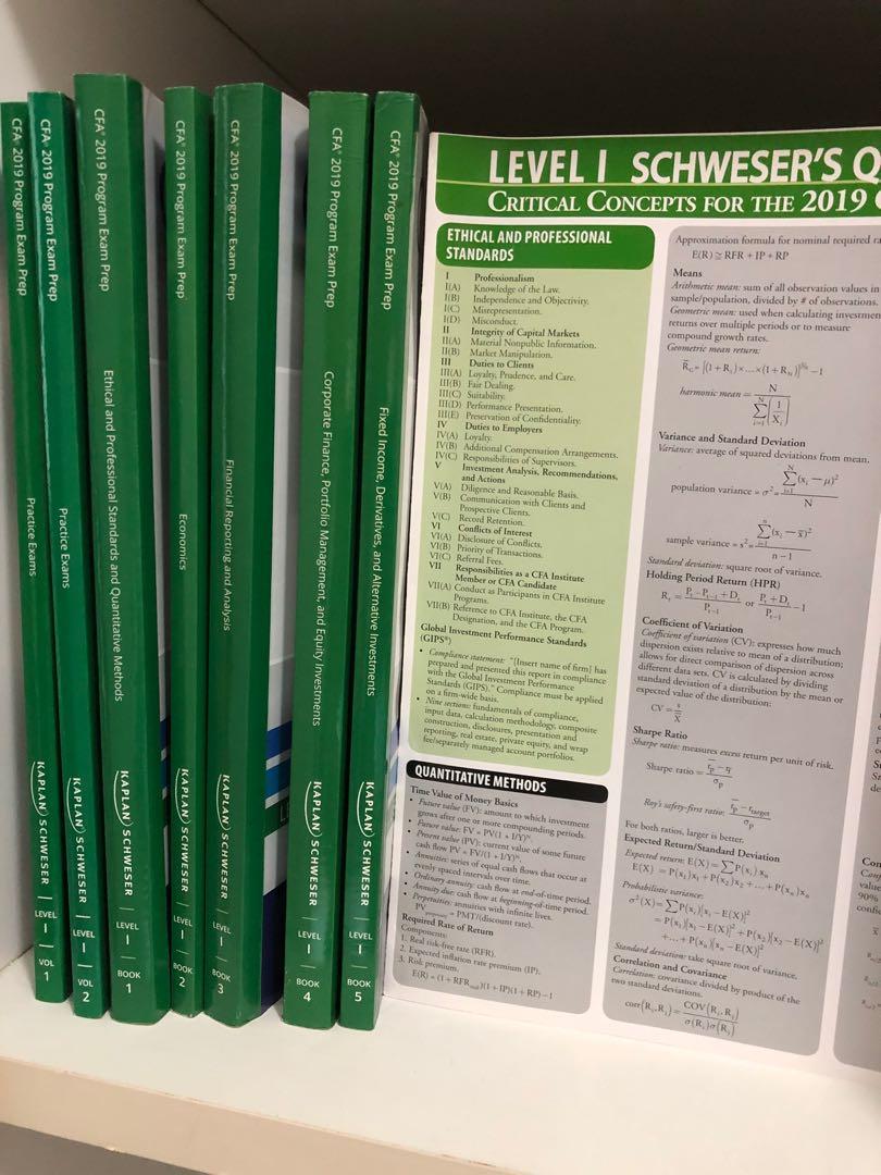 CFA Level 1 Kaplan official notes + practice exams + cheat sheet 2019 ...