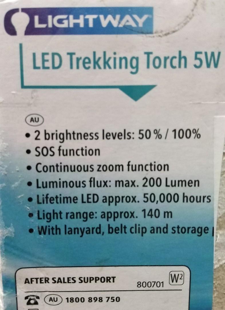 Lightway Led Trekking Torch Flashlight 5W True 200 Lumen Led Light ...