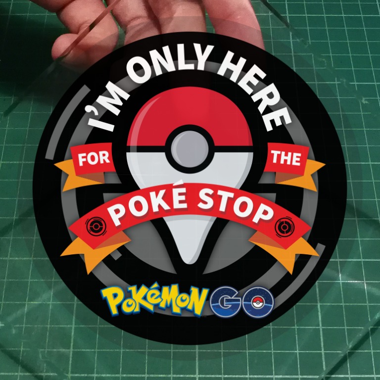 POKEMON POKE STOP - Static Cling Windscreen Car Decals . 11cm diameter ...