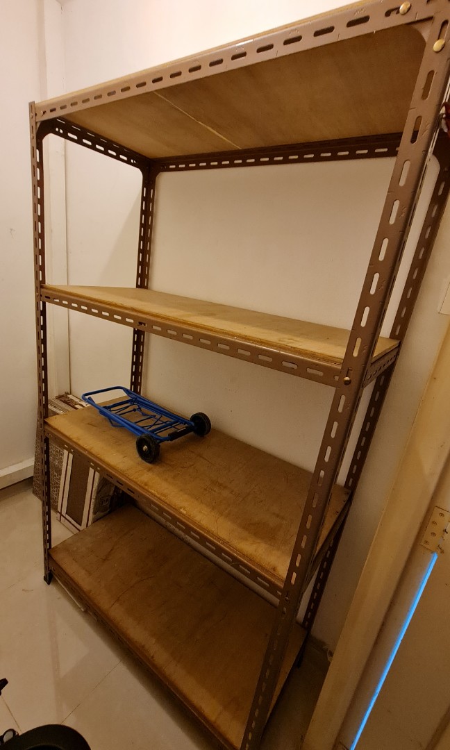 Steel rack with wooden shelves bolt & nut, Furniture & Home Living ...