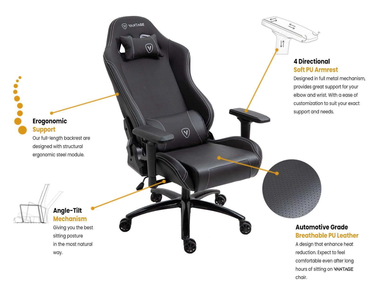 Vantage 'Panara' Gaming Chair (Ergonomic Chair/Computer Chair ...