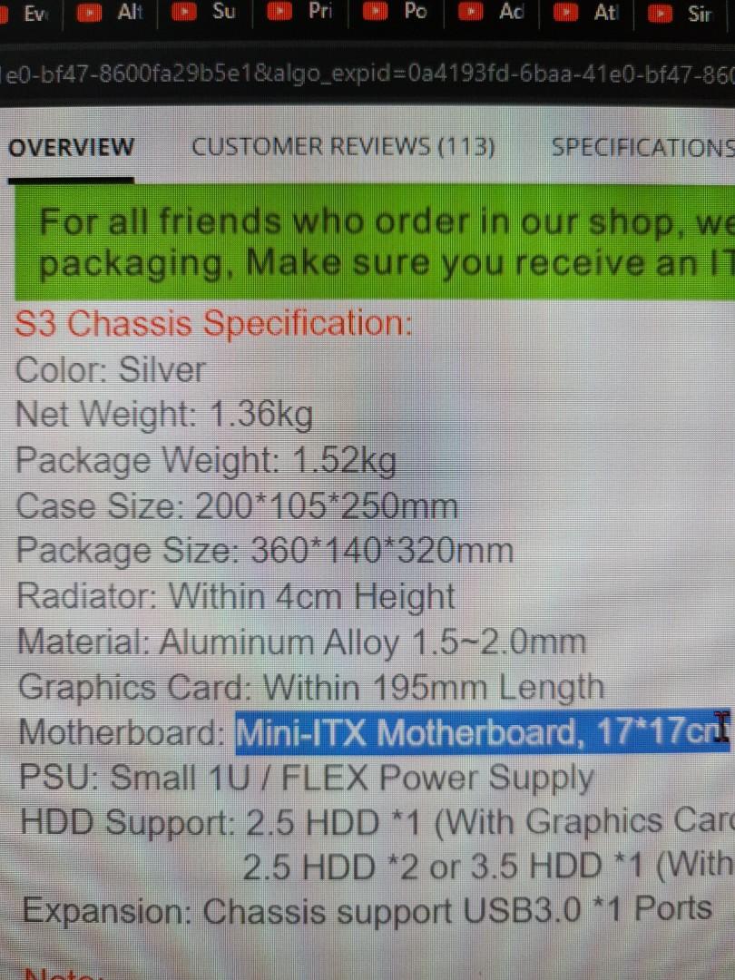 Metalfish S3 Mini ITX case with 400W PSU, Computers & Tech, Parts ...