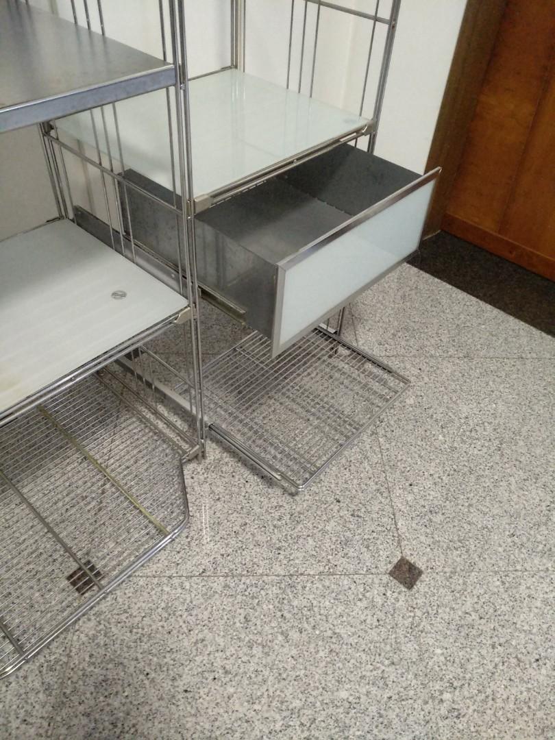 Wire rack with stainless shelves, pull out drawers, Furniture & Home ...