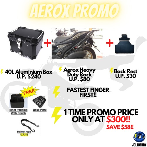 Aerox 155 box & rack bundle heavy duty aluminium metal top box 40L ...