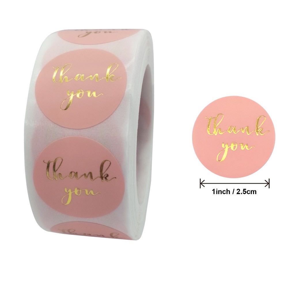 Aesthetic Pink Thank You Stickers, Hobbies & Toys, Stationery & Craft ...