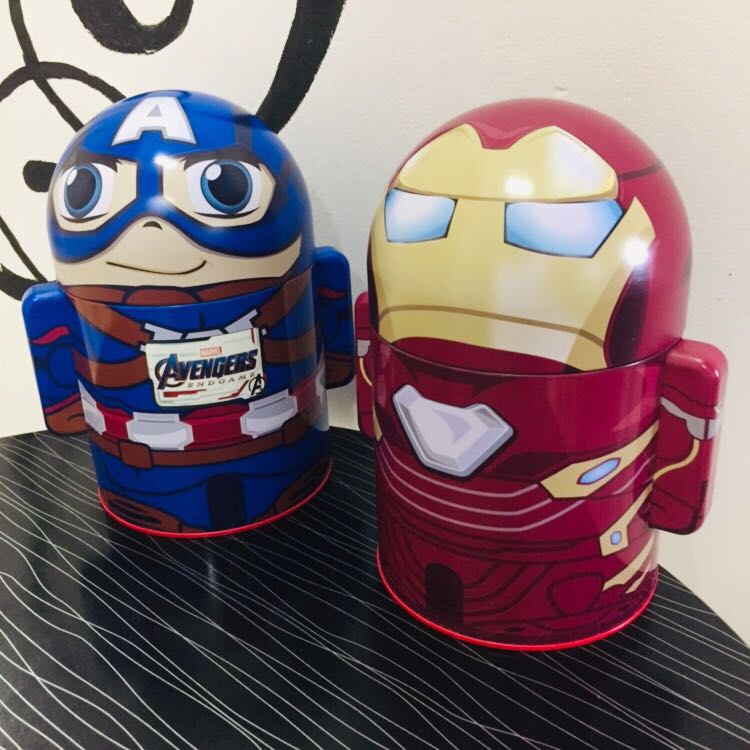 IRONMAN CAPTAIN AMERICA AVENGERS ENDGAMES TIN CAN MARVEL CONTAINERS ...