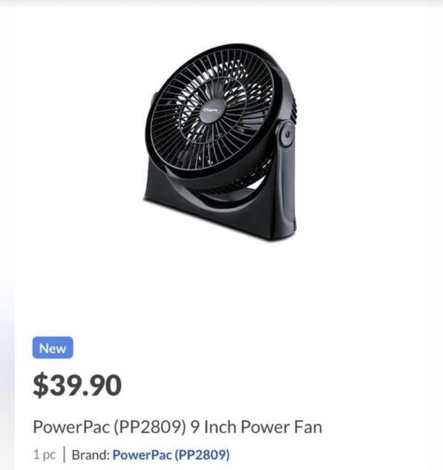 PowerPac Table Fan, Furniture & Home Living, Lighting & Fans, Fans on ...