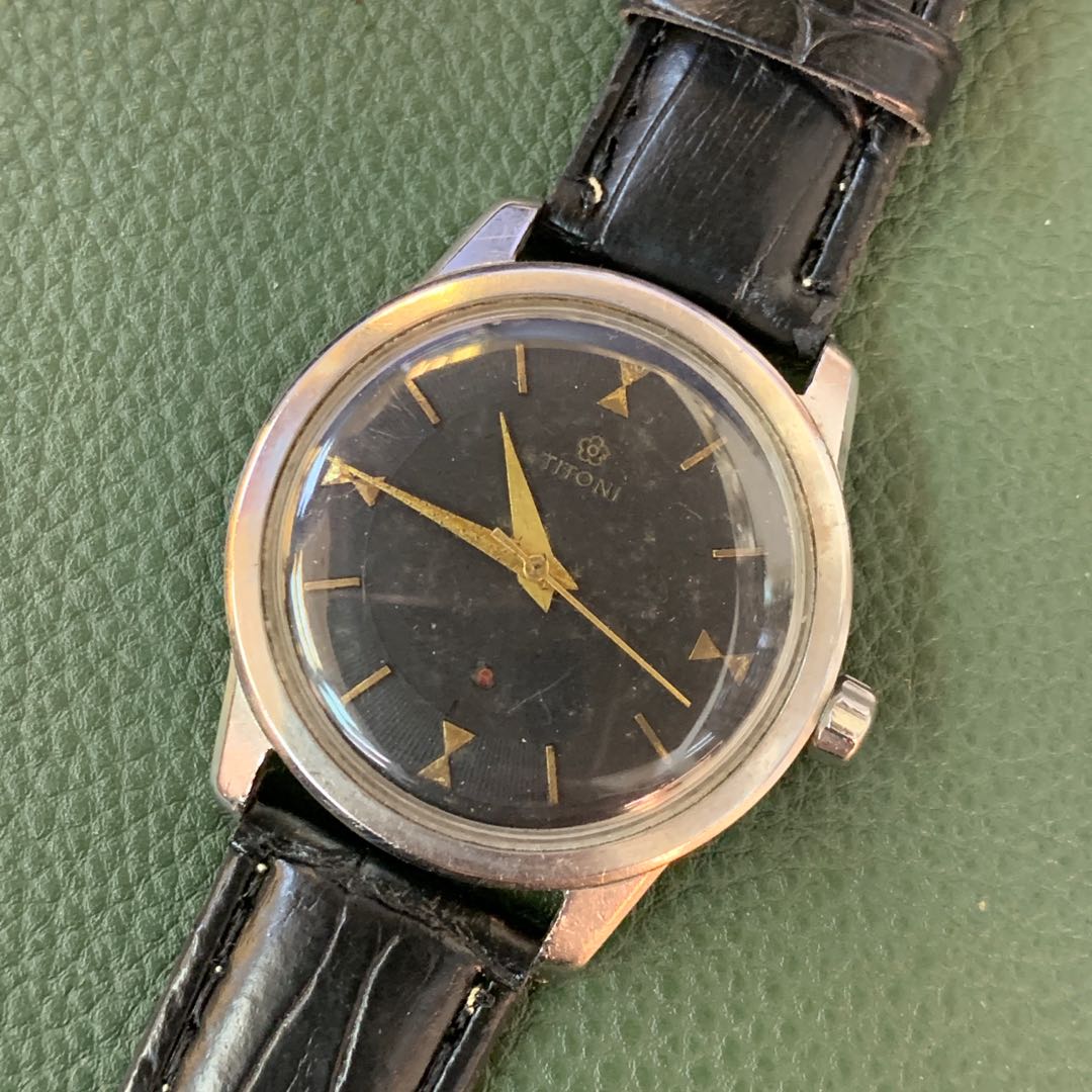 Titoni Black Swiss Made Winding Vintage Watch, Luxury, Watches on Carousell