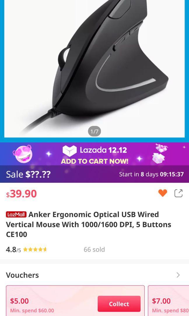 Anker USB wired vertical mouse, Computers & Tech, Parts & Accessories ...