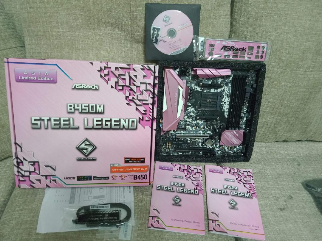 Asrock B450M Steel Legend PINK Limited Edition, Computers & Tech, Parts ...