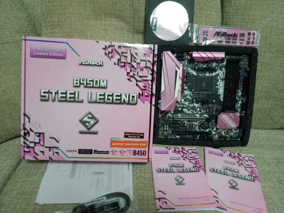 Asrock B450M Steel Legend PINK Limited Edition, Computers & Tech, Parts ...