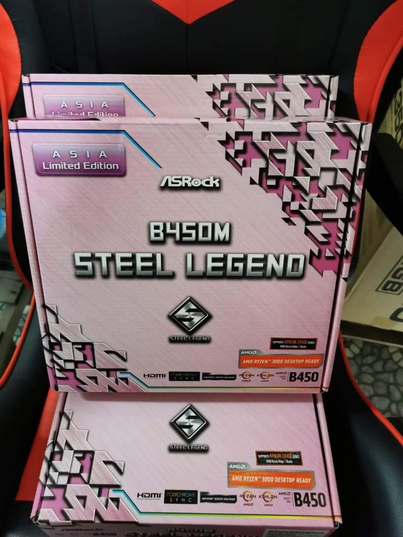 Asrock B450M Steel Legend PINK Limited Edition, Computers & Tech, Parts ...