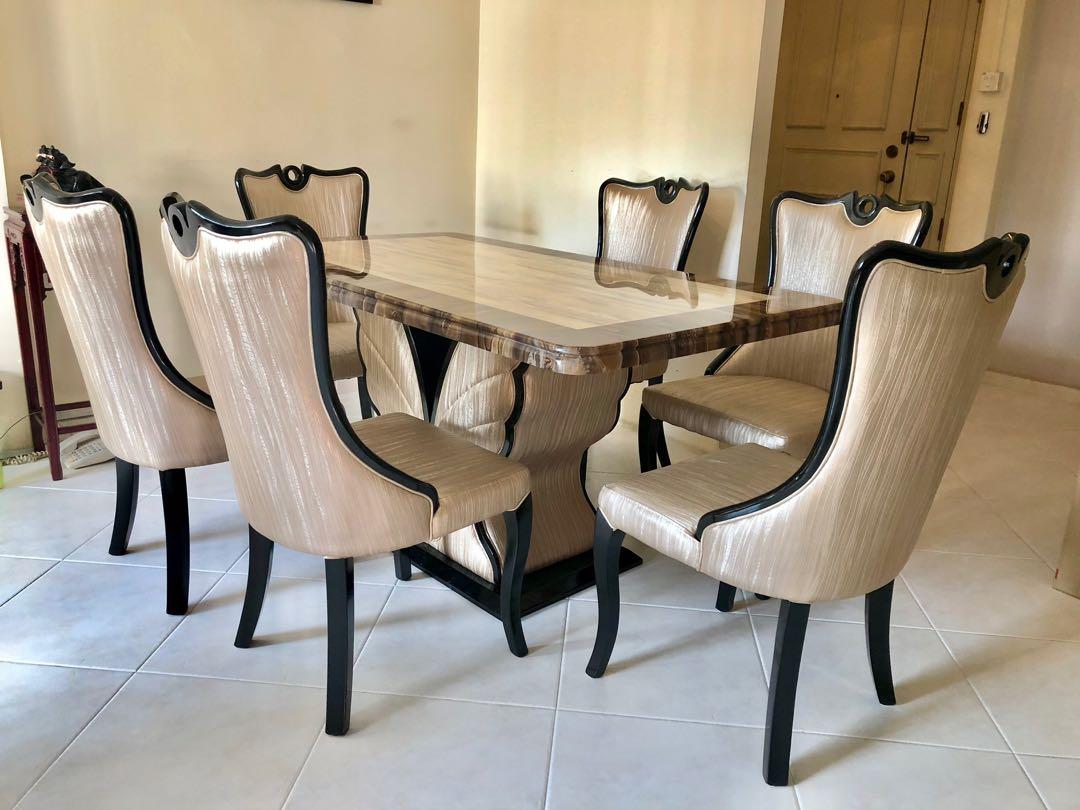 Dining Table Set- Mable Fibre Table(6 seaters), Furniture & Home Living ...
