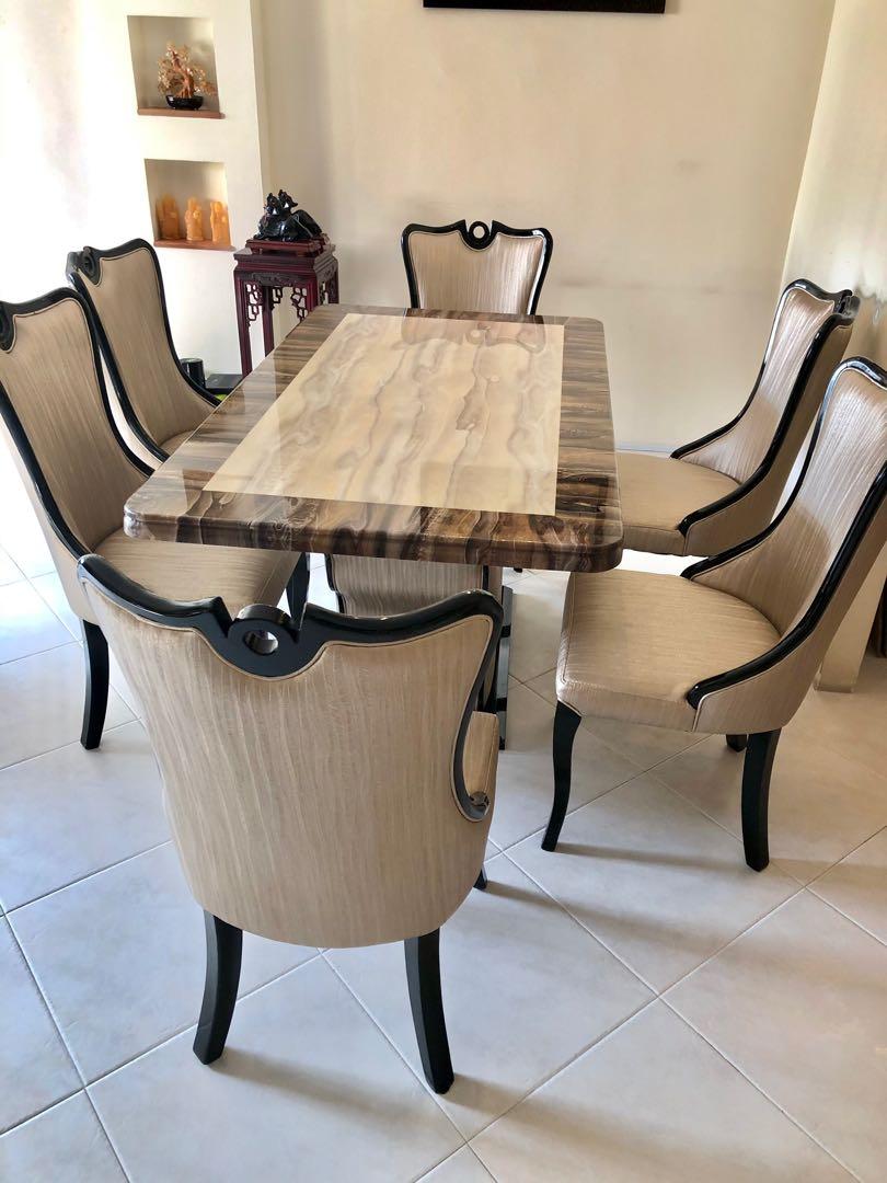 Dining Table Set- Mable Fibre Table(6 seaters), Furniture & Home Living ...