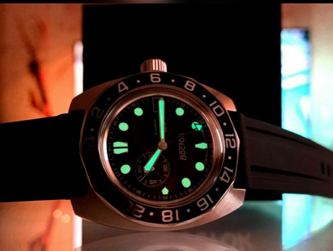 Vostok Amphibia Automatic Dive Grade 200M, Sub dial GMT Batman 24 hour ...